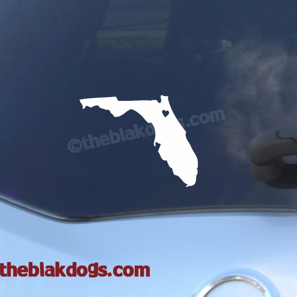 Florida State Silhouette with heart, vinyl sticker, car decal, state ...