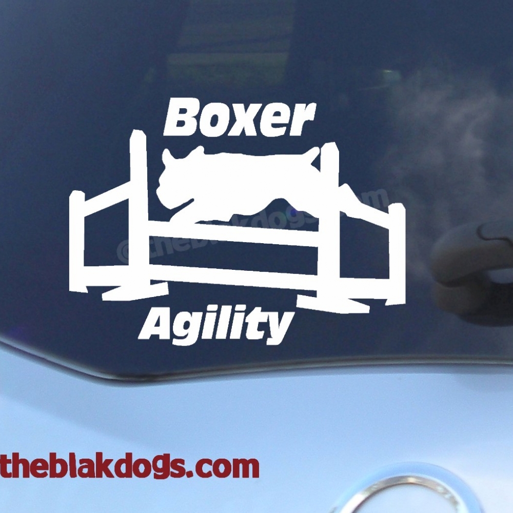 Boxer Agility Jump - Vinyl Sticker Car Decal - dog breed sticker, dog ...